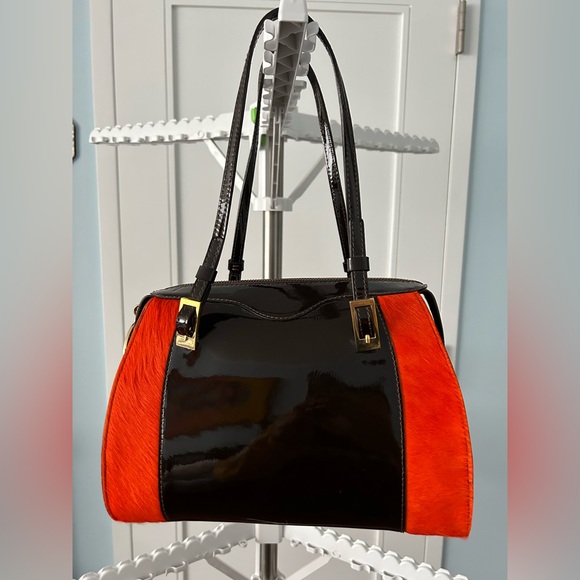 Bags | Shoulder Rabbit Fur Handbag Brown And Orange Like New Colombian ...